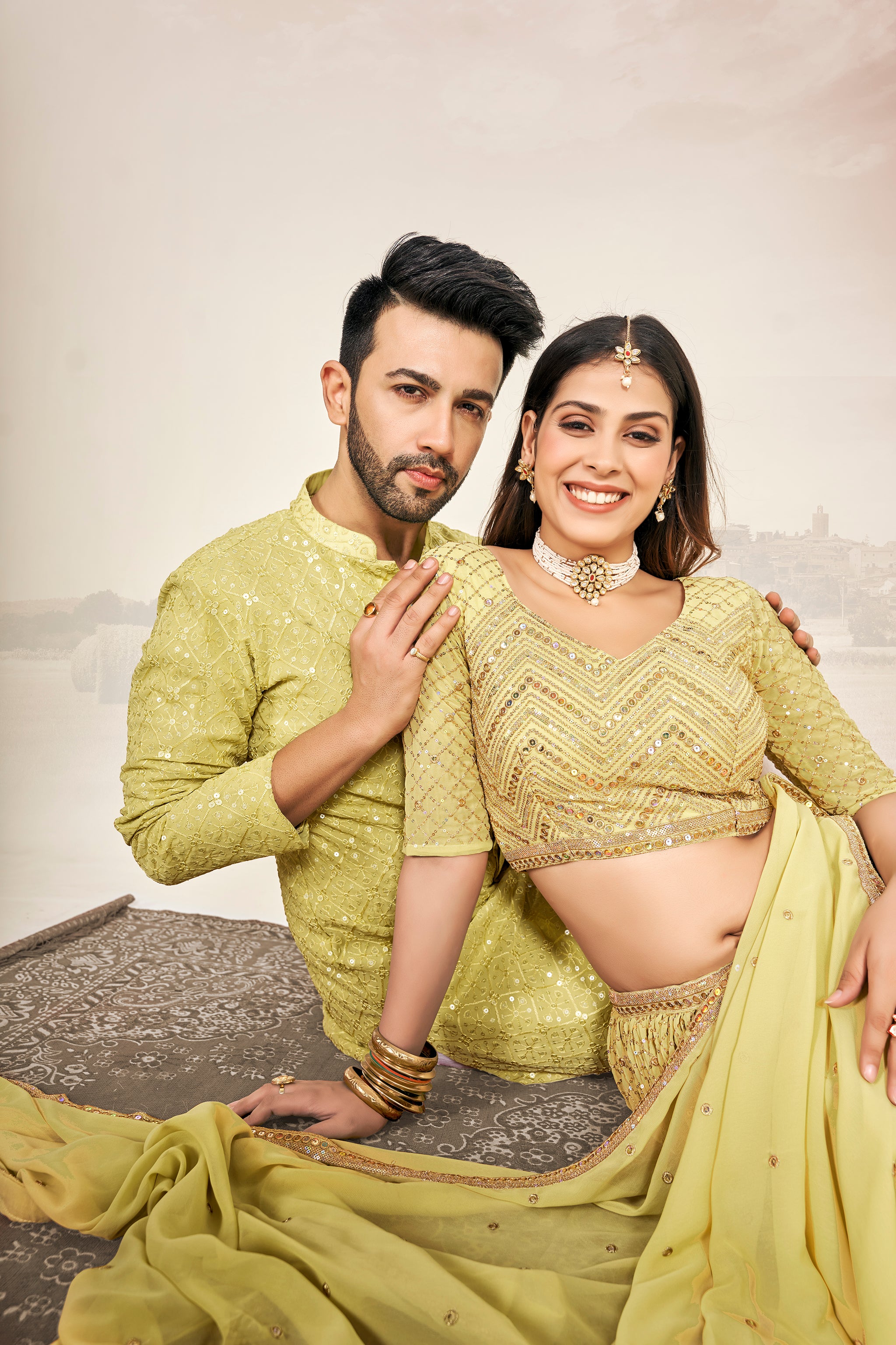 Elegant Traditional Indian Couple Attire . – Shopgarb Store
