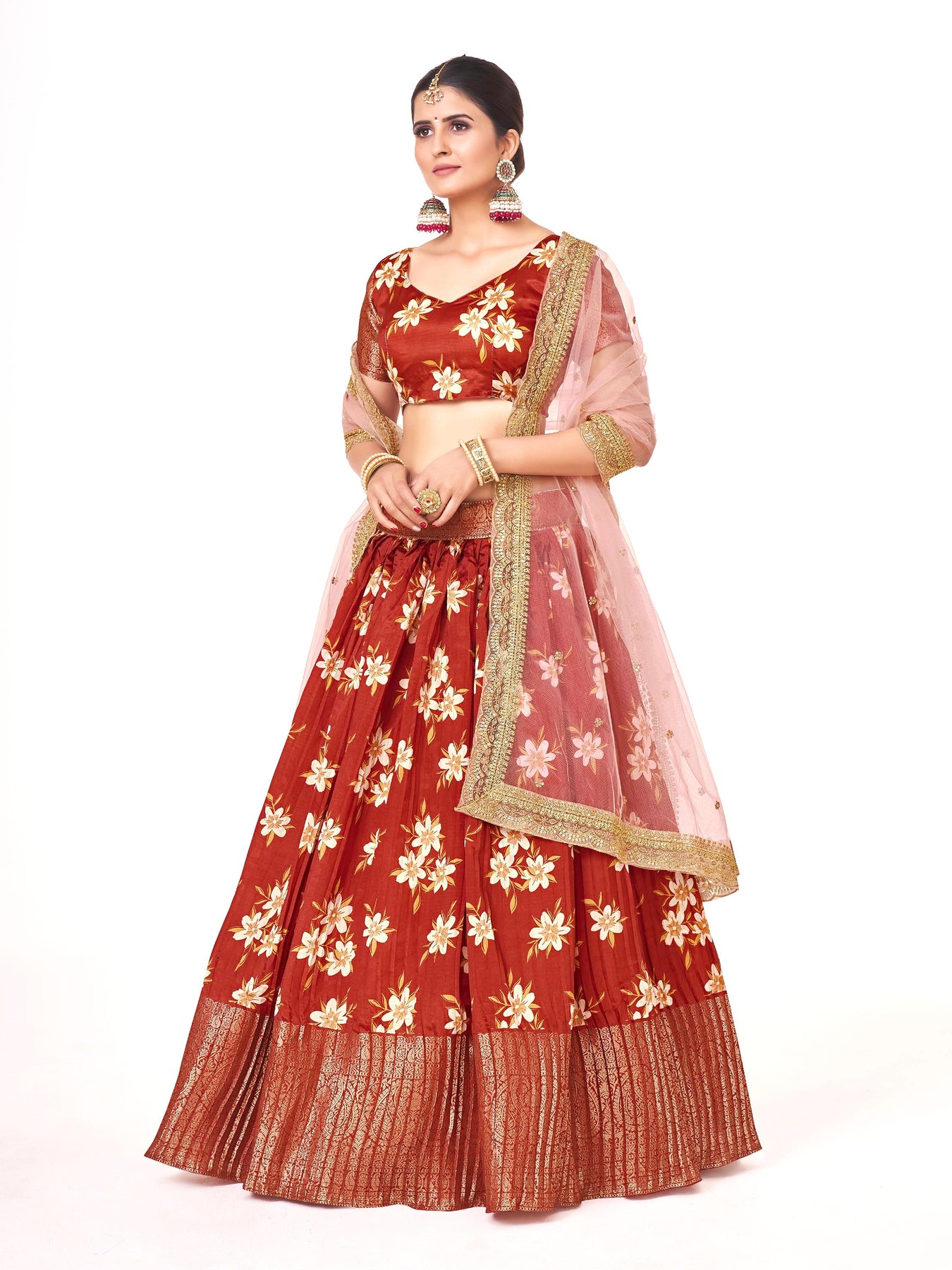 Shop Latest Maroon Red Color Telugu Half Saree Function Stills For ...